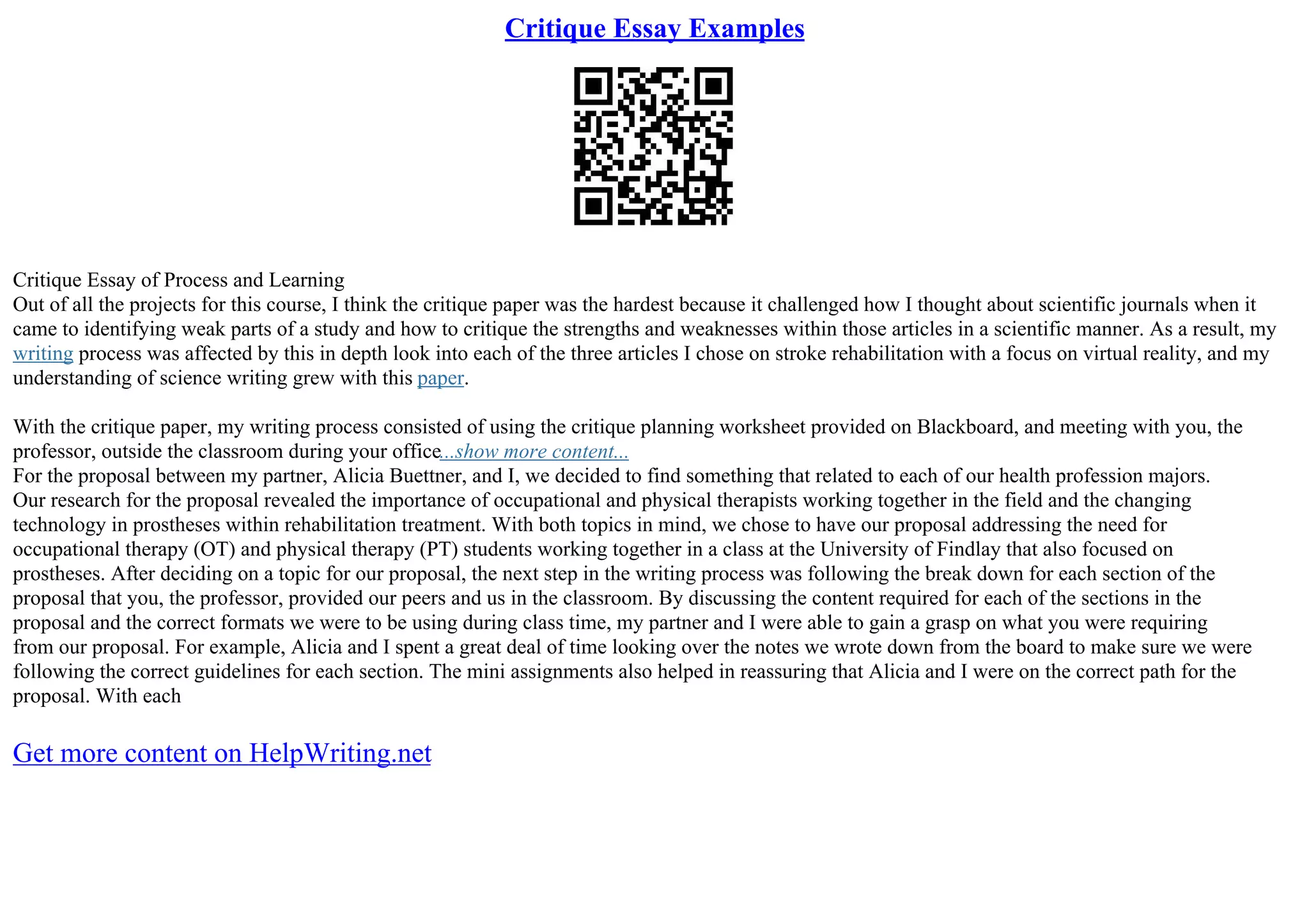 Qualitative Research Critique | PDF