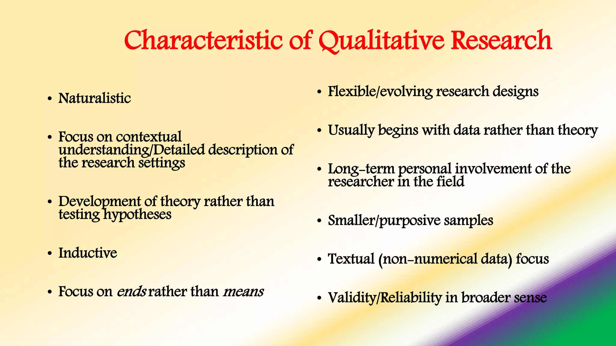 Qualitative research definition and characteristics | PPT