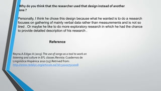 Qualitative research ,the use of songs as a tool to work on listening ...