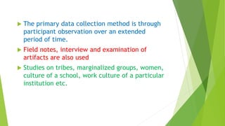 Qualitative research, types, data collection and analysis | PPT