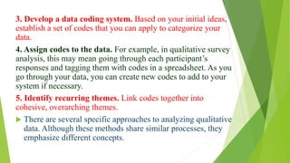 Qualitative research, types, data collection and analysis | PPT