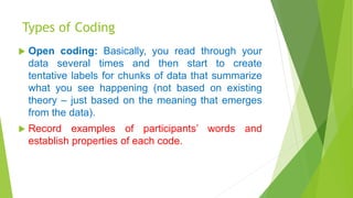 Qualitative research, types, data collection and analysis | PPT