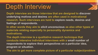 Qualitative Techniques of Data Collection - Survey, Observation, Depth ...