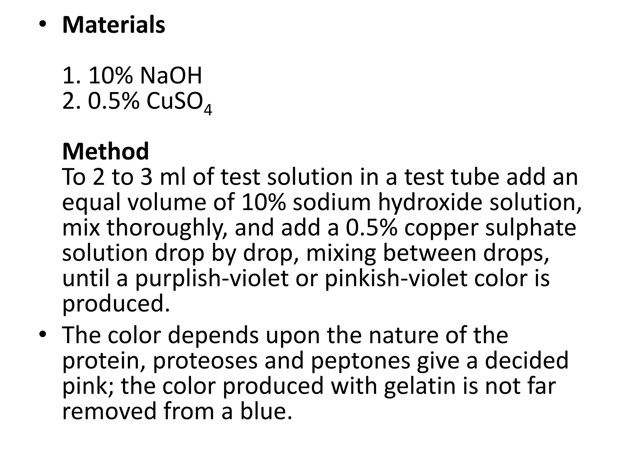 Qualitative test for proteins | PPTX