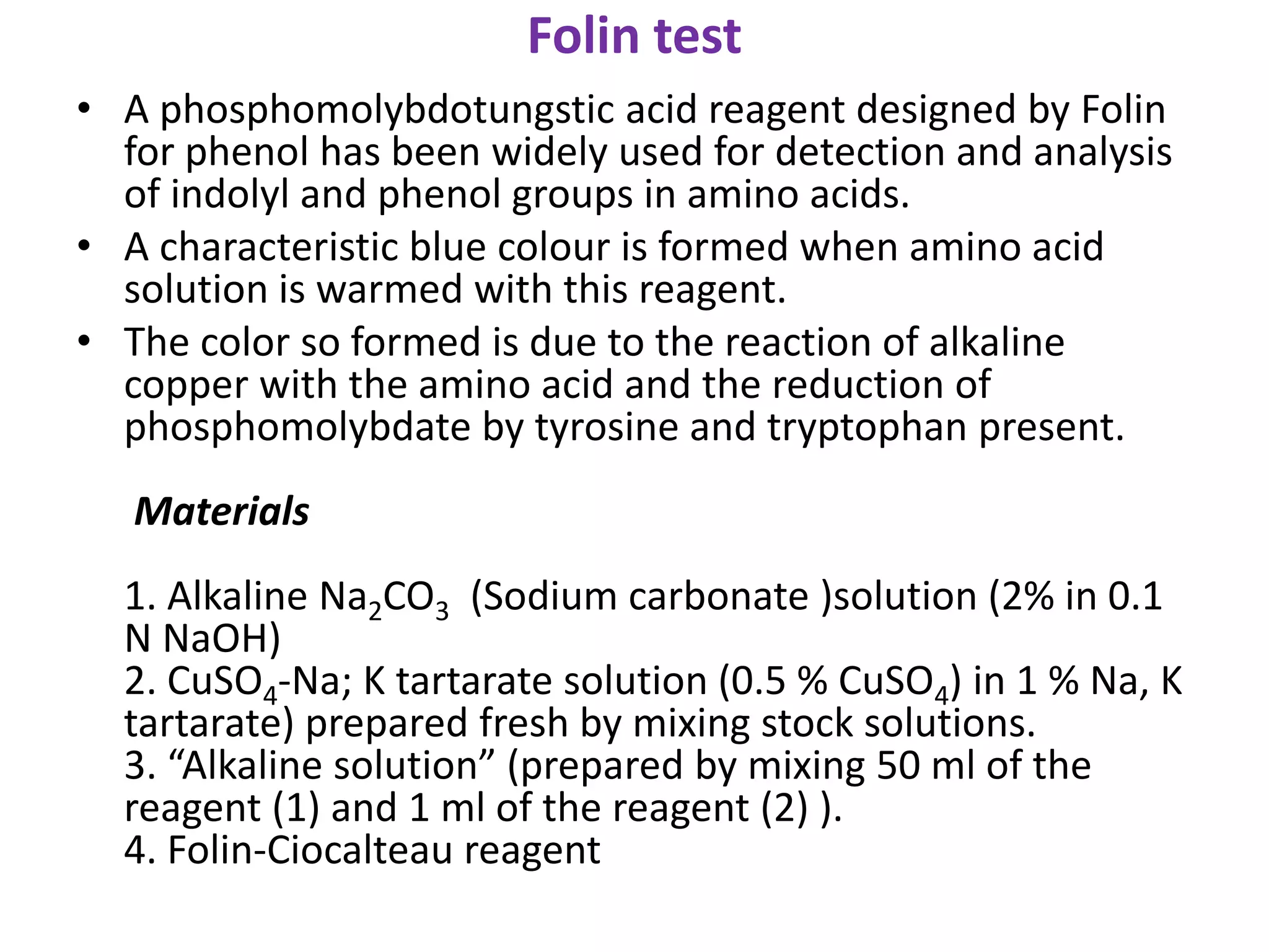 Qualitative test for proteins | PPTX