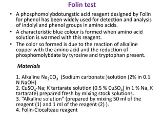 Qualitative test for proteins | PPTX