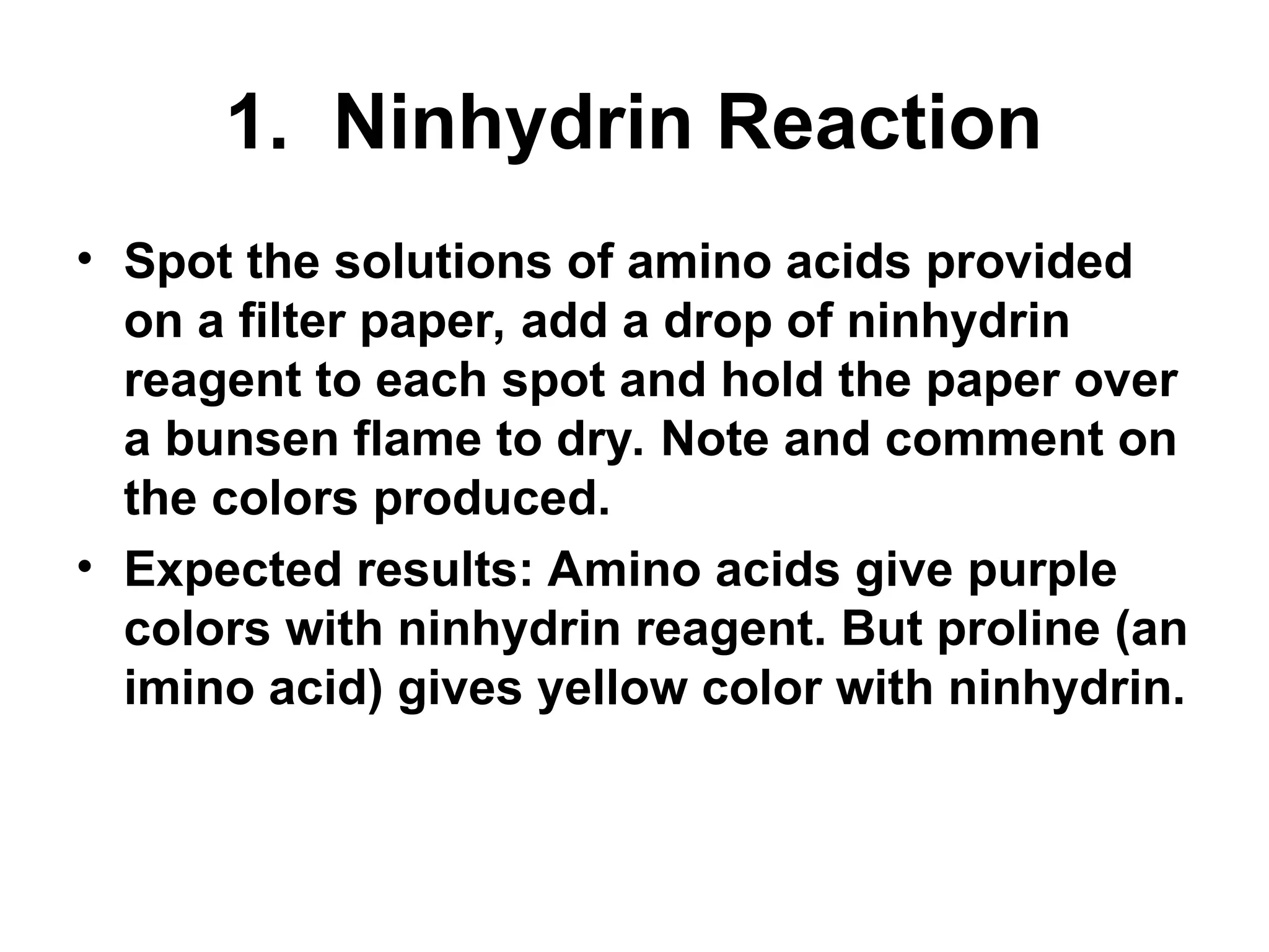 Qualitative Tests for Amino Acids Qualitative tests for Proteins and ...