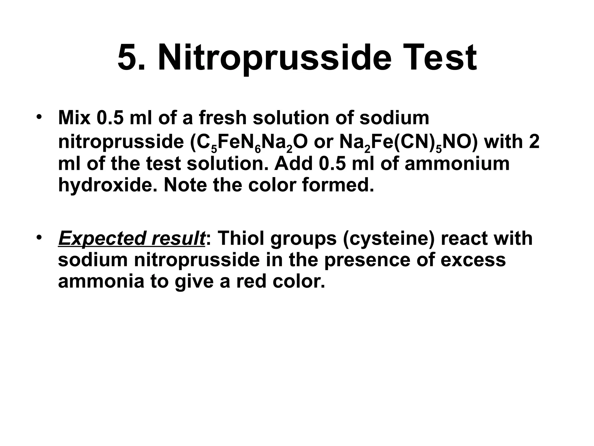 Qualitative Tests for Amino Acids Qualitative tests for Proteins and ...