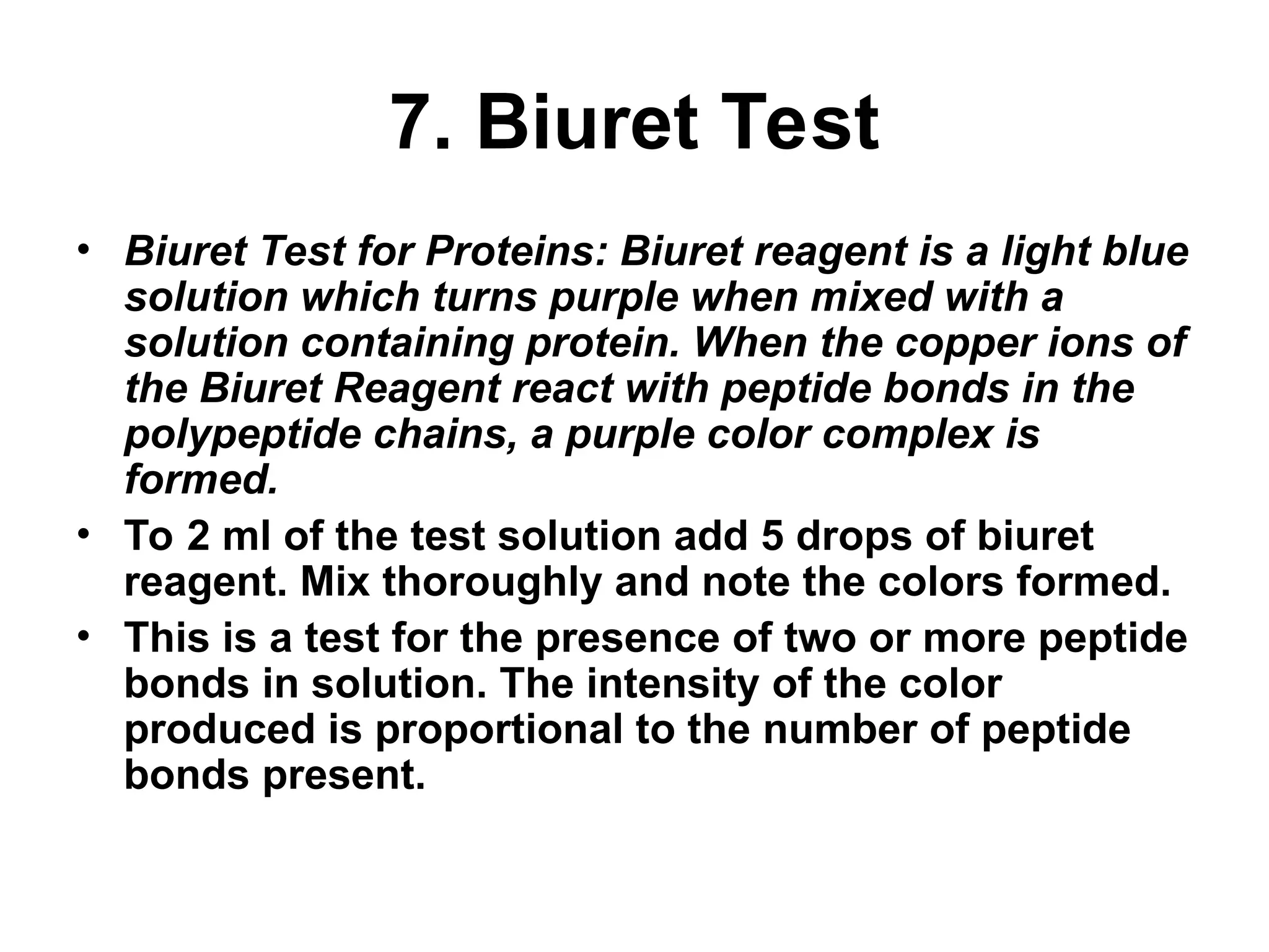 Qualitative Tests for Amino Acids Qualitative tests for Proteins and ...