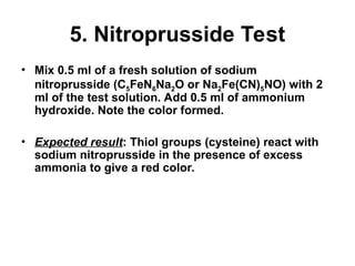 Qualitative Tests for Amino Acids Qualitative tests for Proteins and ...