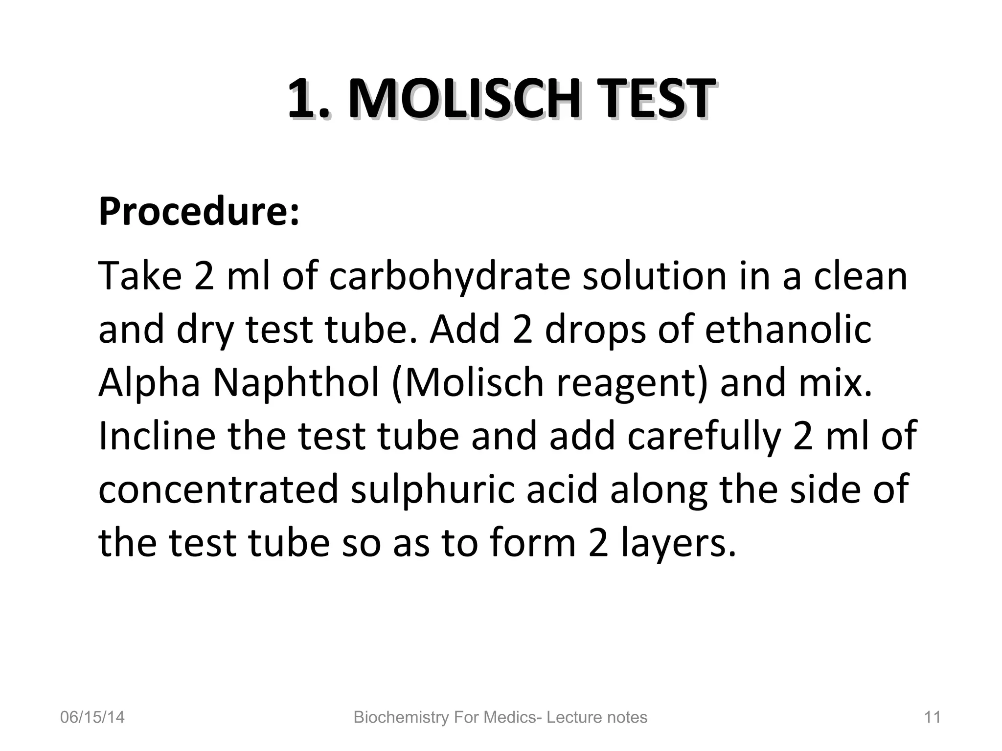 Qualitative tests for carbohydrates | PPT