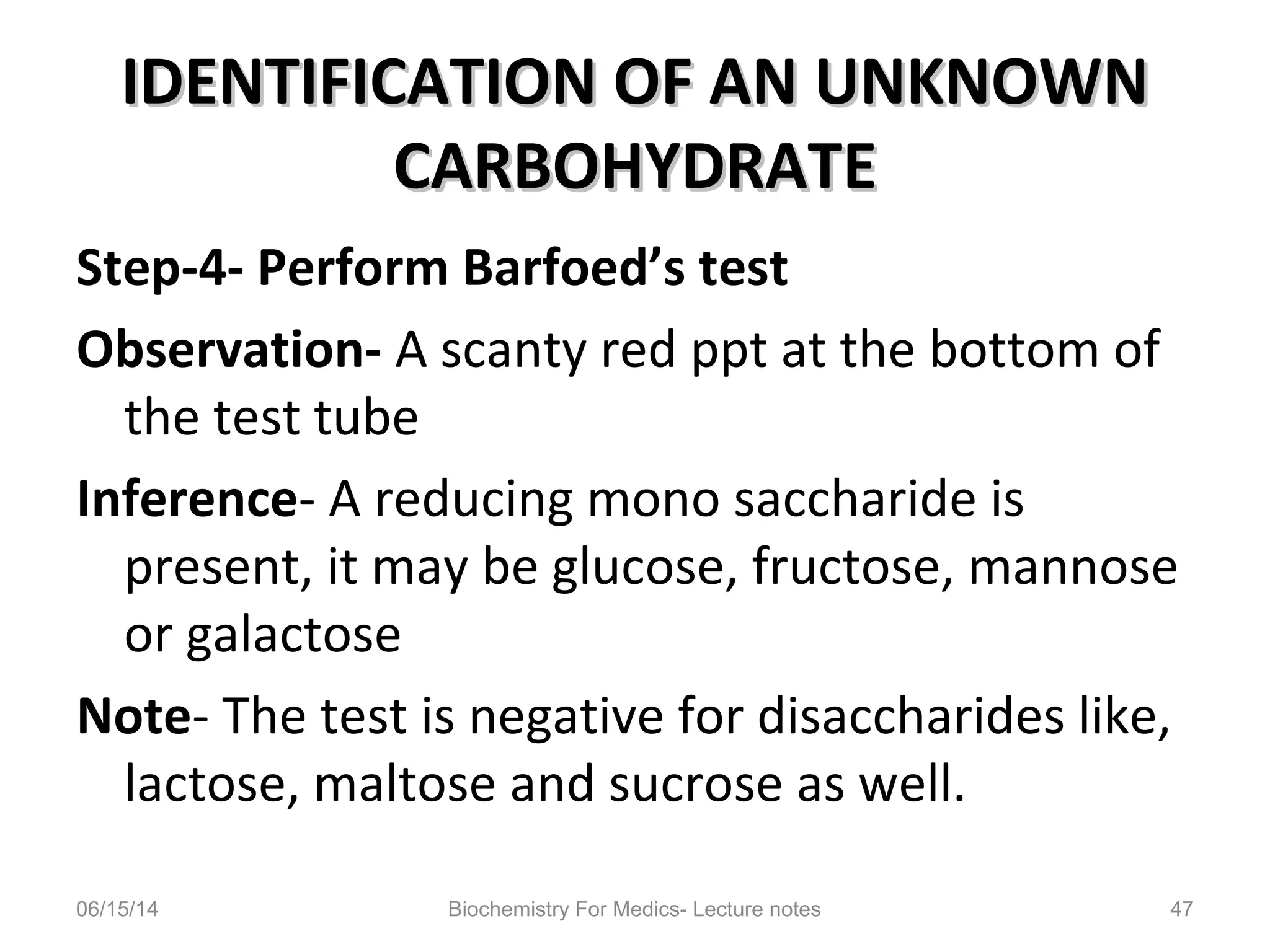 Qualitative tests for carbohydrates | PPT