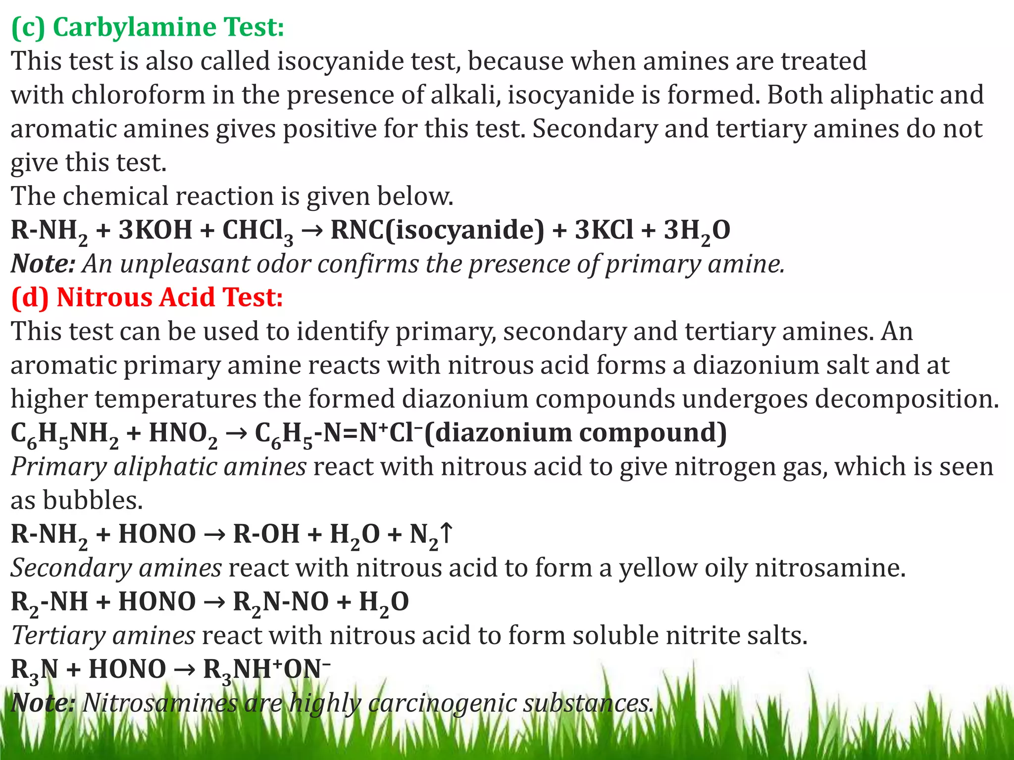 Qualitative tests of amines | PPTX