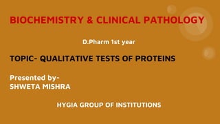 Qualitative tests of proteins, color reaction of proteins,biuret's test ...