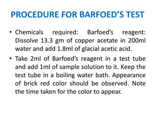 Qualitative tests to identify functional groups of carbohydrates | PPTX