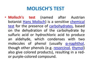 Qualitative tests to identify functional groups of carbohydrates | PPTX