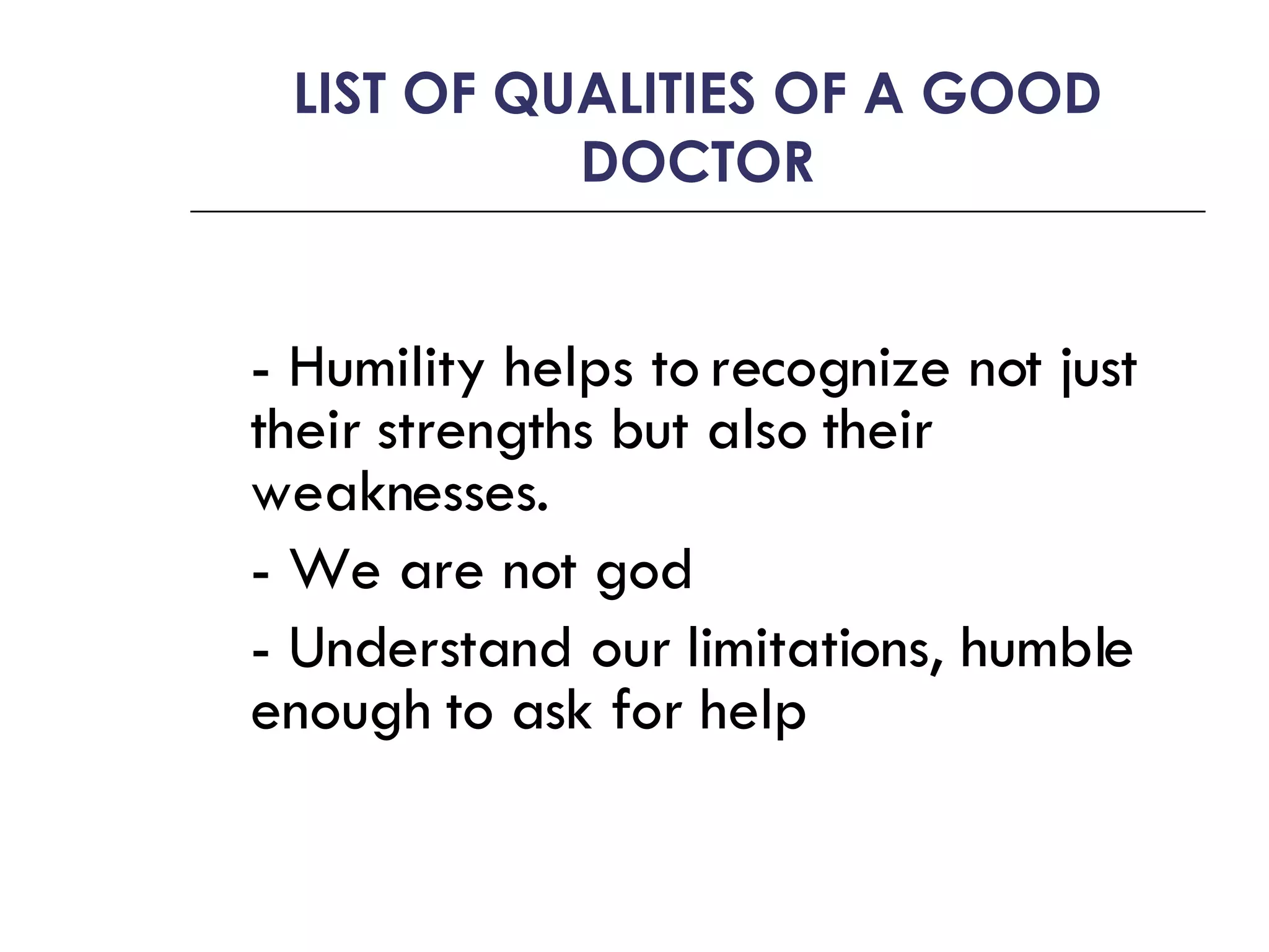 Qualities Of A Good Doctor | PPT