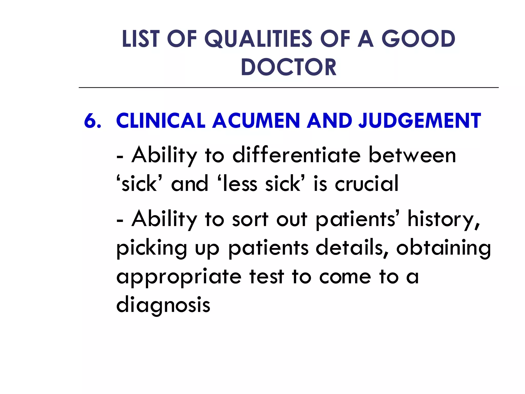 Qualities Of A Good Doctor | PPT