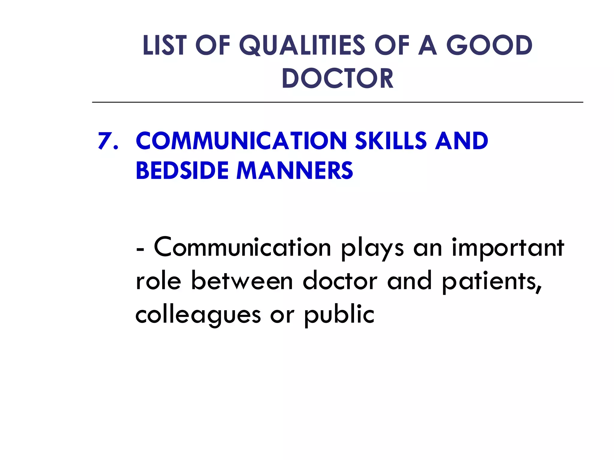 Qualities Of A Good Doctor | PPT