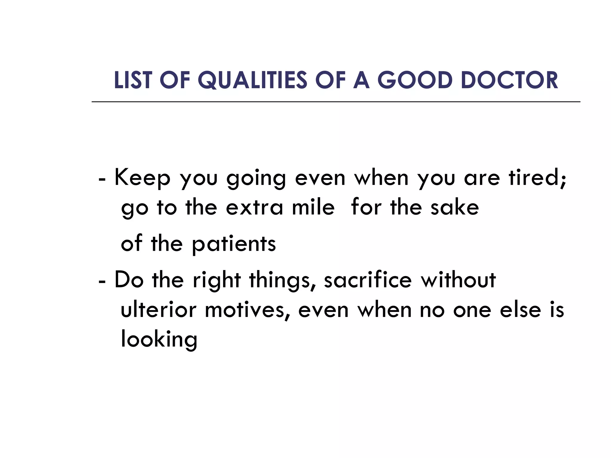 Qualities Of A Good Doctor | PPT