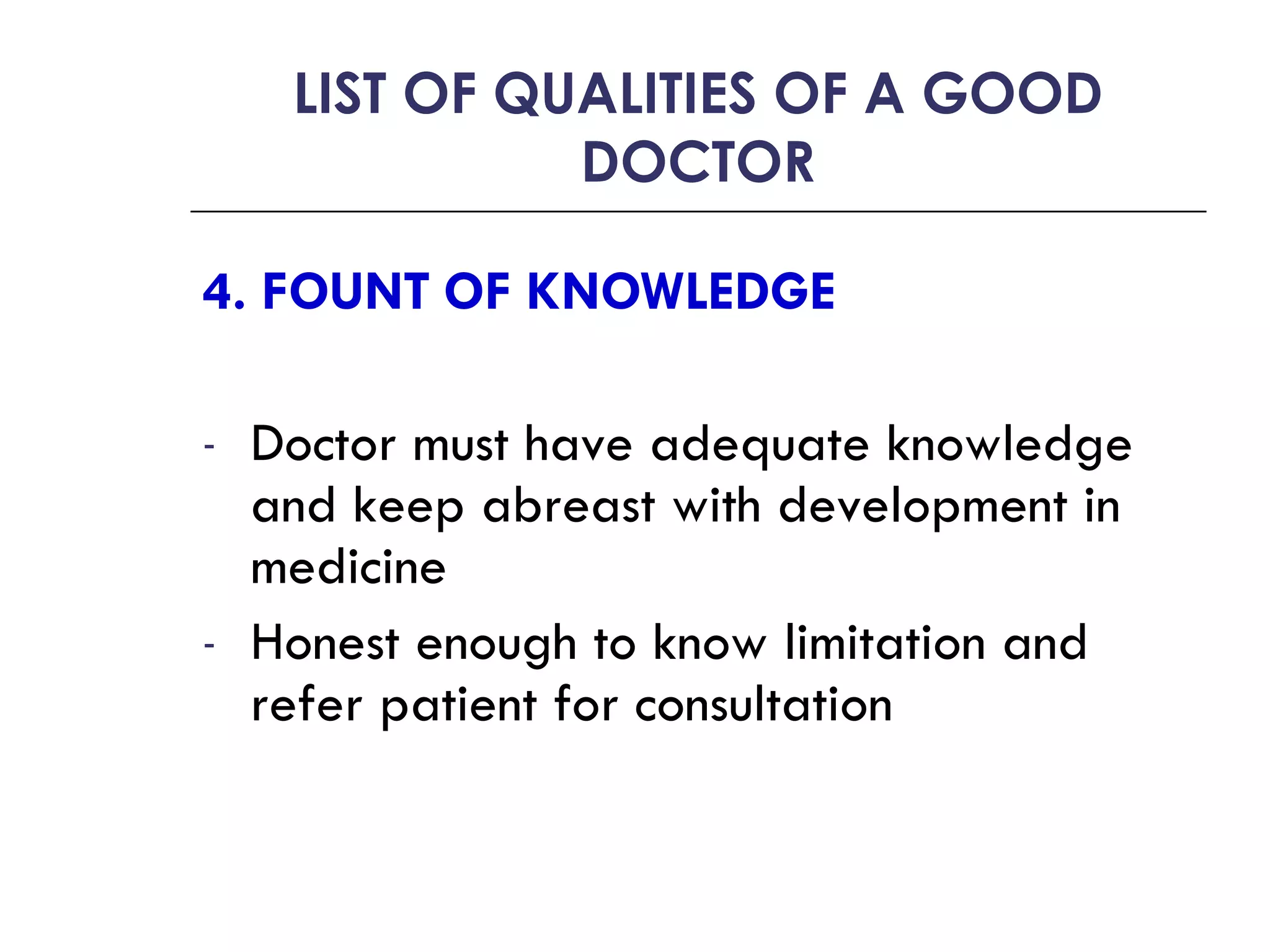 Qualities Of A Good Doctor | PPT