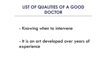 Qualities Of A Good Doctor | PPT