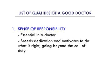 Qualities Of A Good Doctor | PPT
