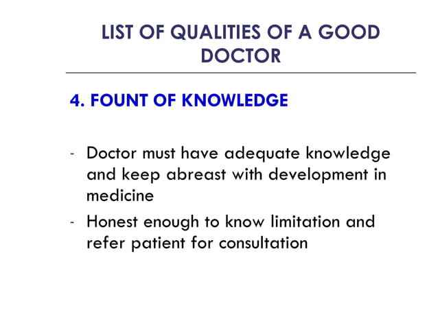 Qualities Of A Good Doctor | PPT | Medical Health