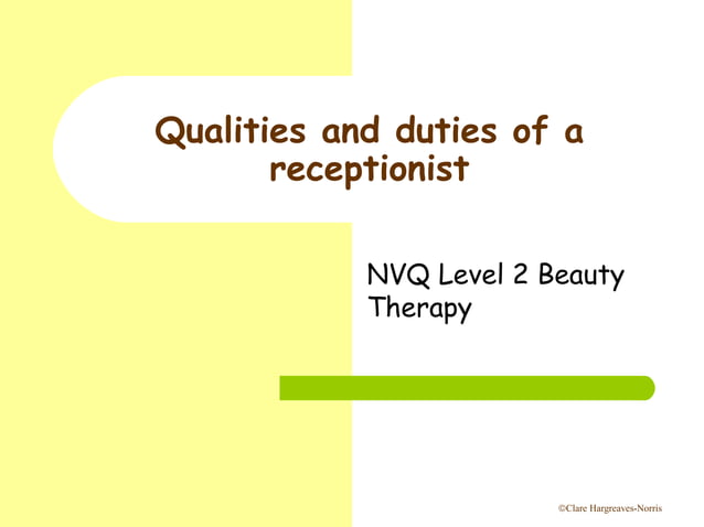 Qualities and Duties of a Receptionist | PPT