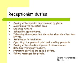 Qualities and Duties of a Receptionist | PPT