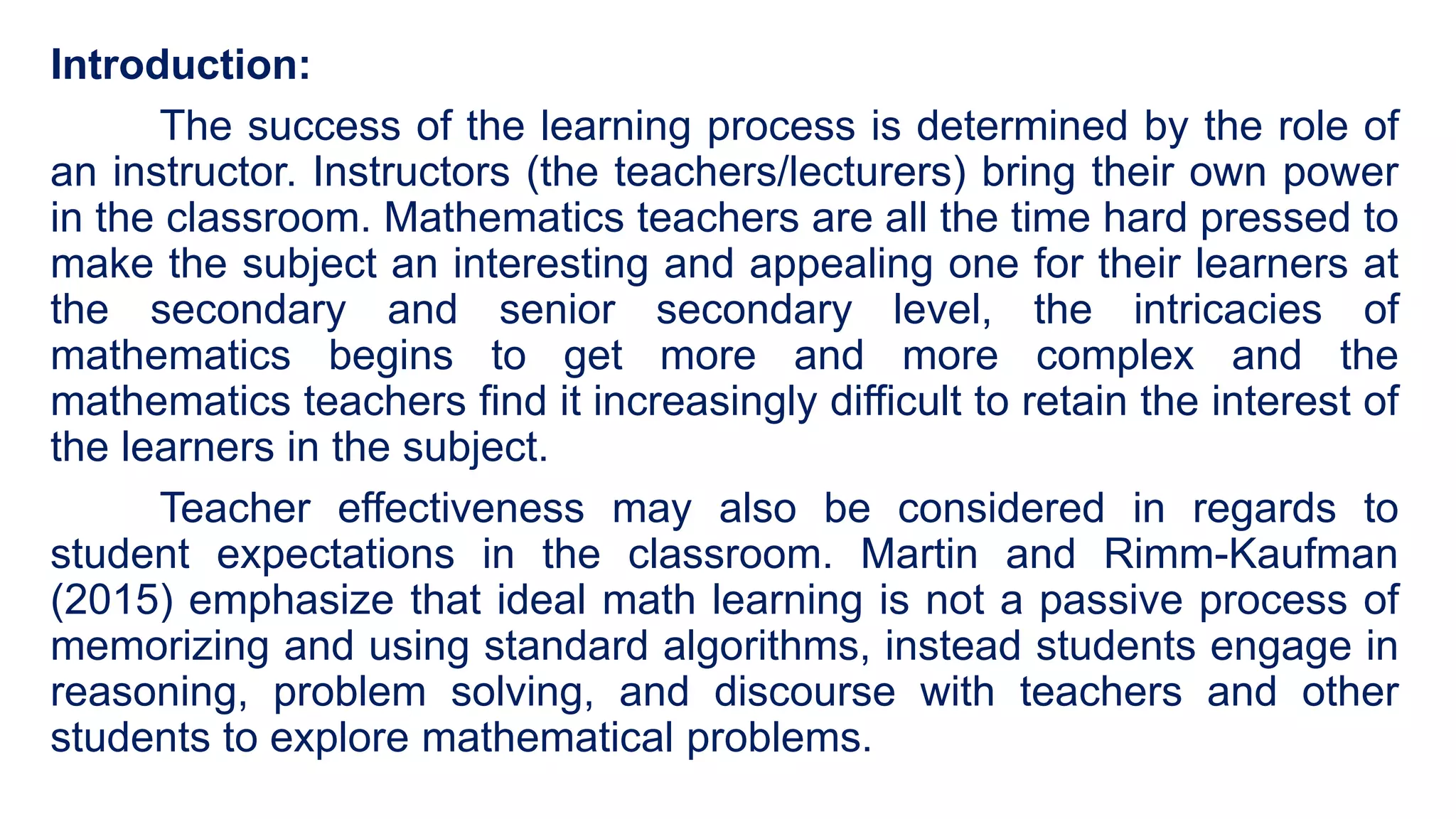Qualities and role of a mathematics teacher | PPTX