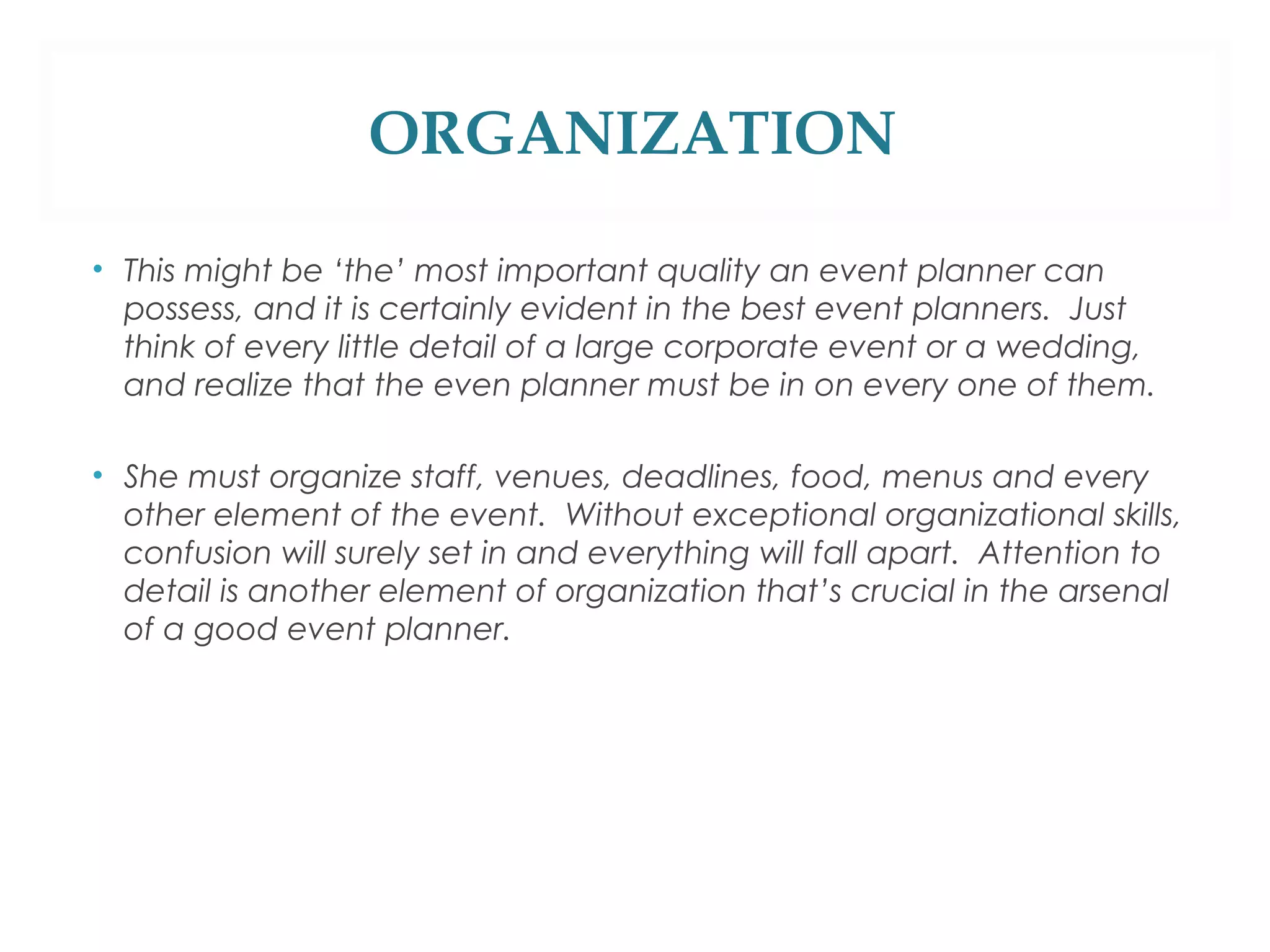 Qualities of a Good Event Planner | PPT