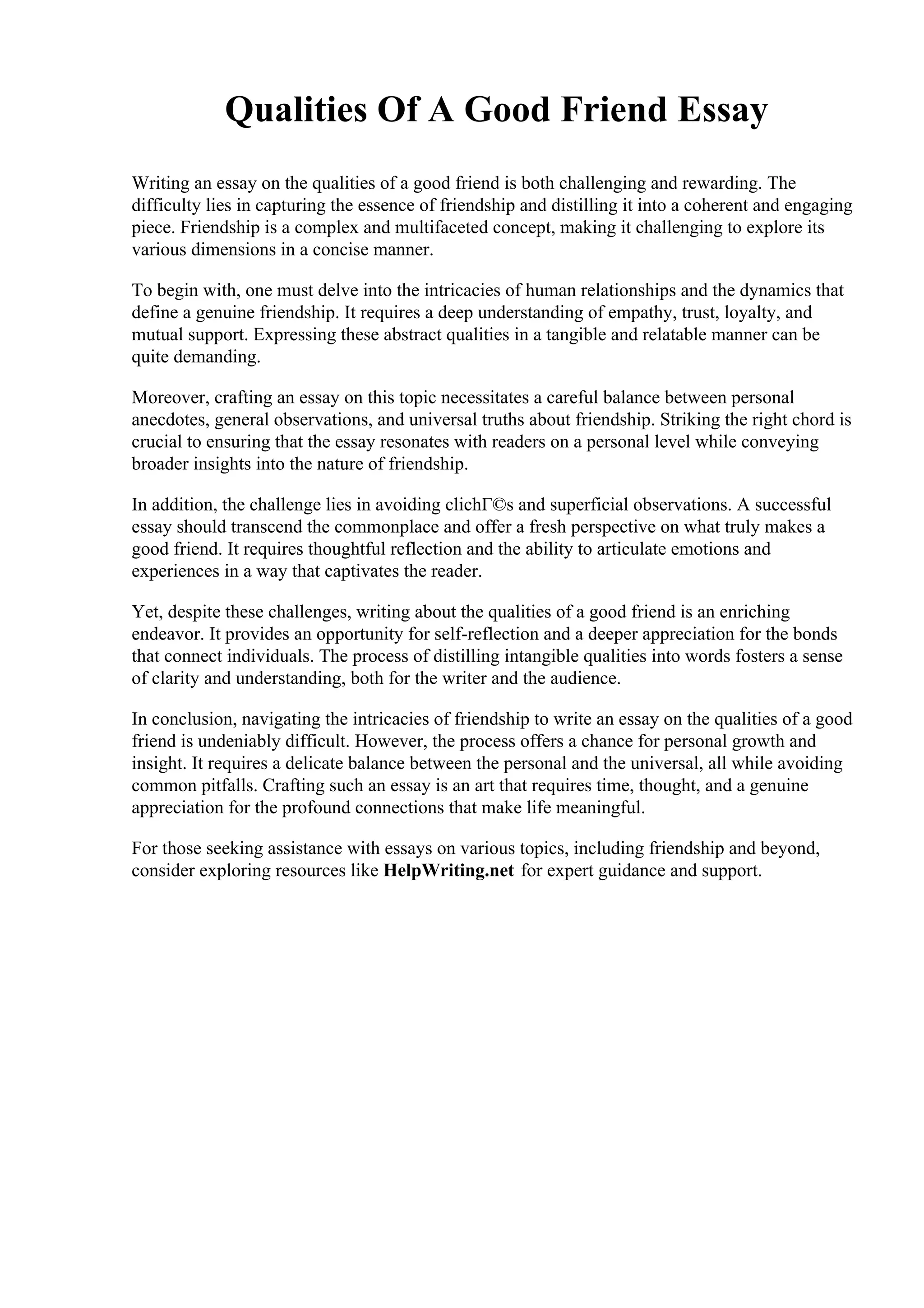 Qualities Of A Good Friend Essay.pdf