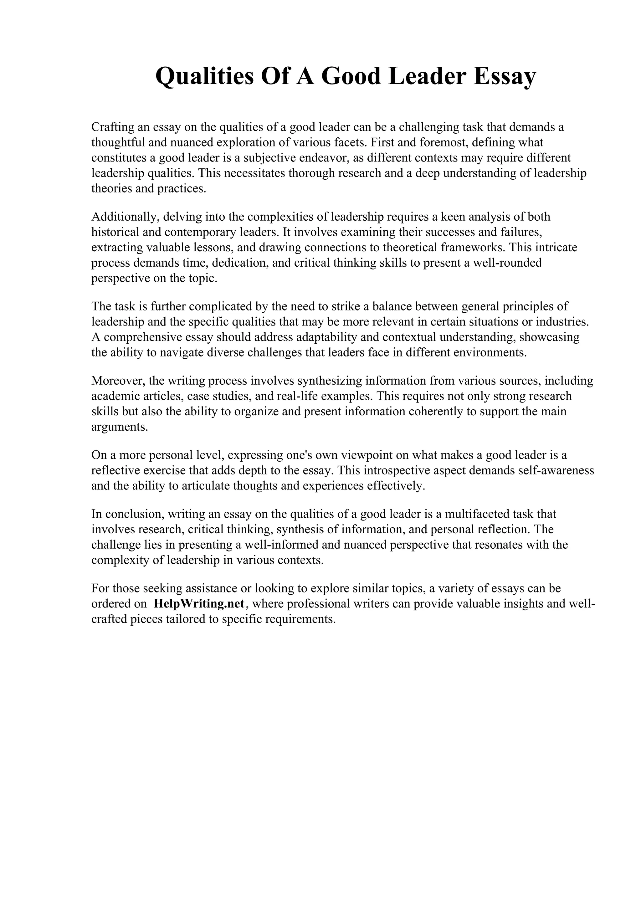 Qualities Of A Good Leader Essay.pdf