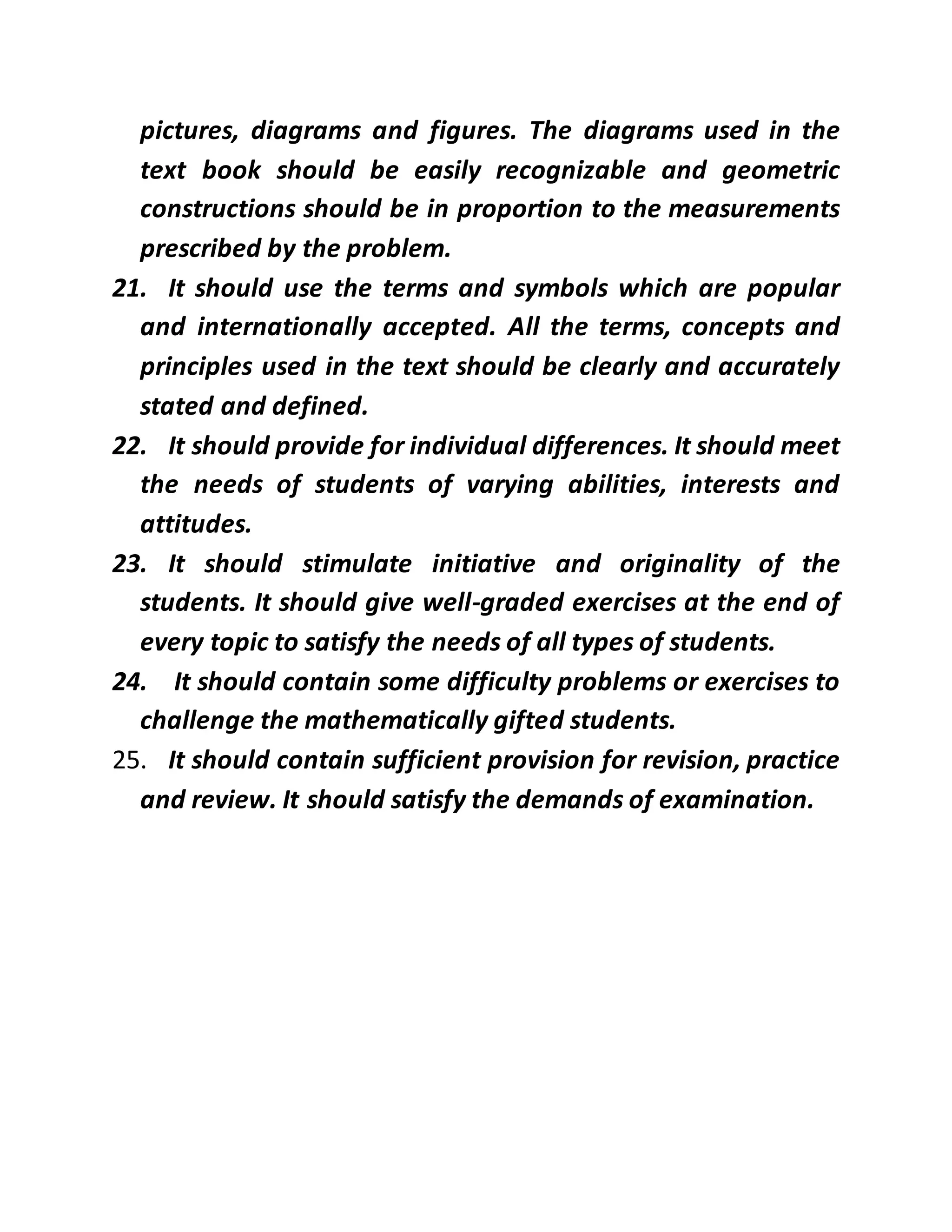 Qualities of a good mathematics textbook | DOCX