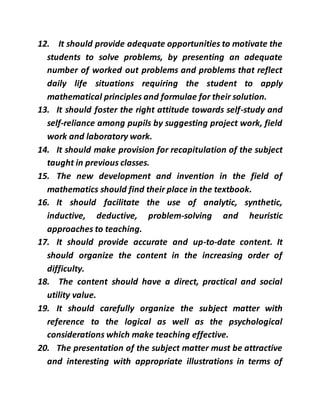 Qualities of a good mathematics textbook | DOCX