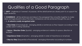Qualities of a good paragraph | PPTX