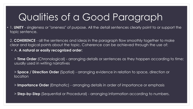Qualities of a good paragraph | PPTX | Marriage and Civil Unions ...