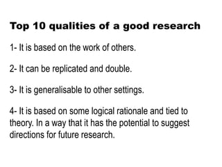 Qualities of a good research | PPTX