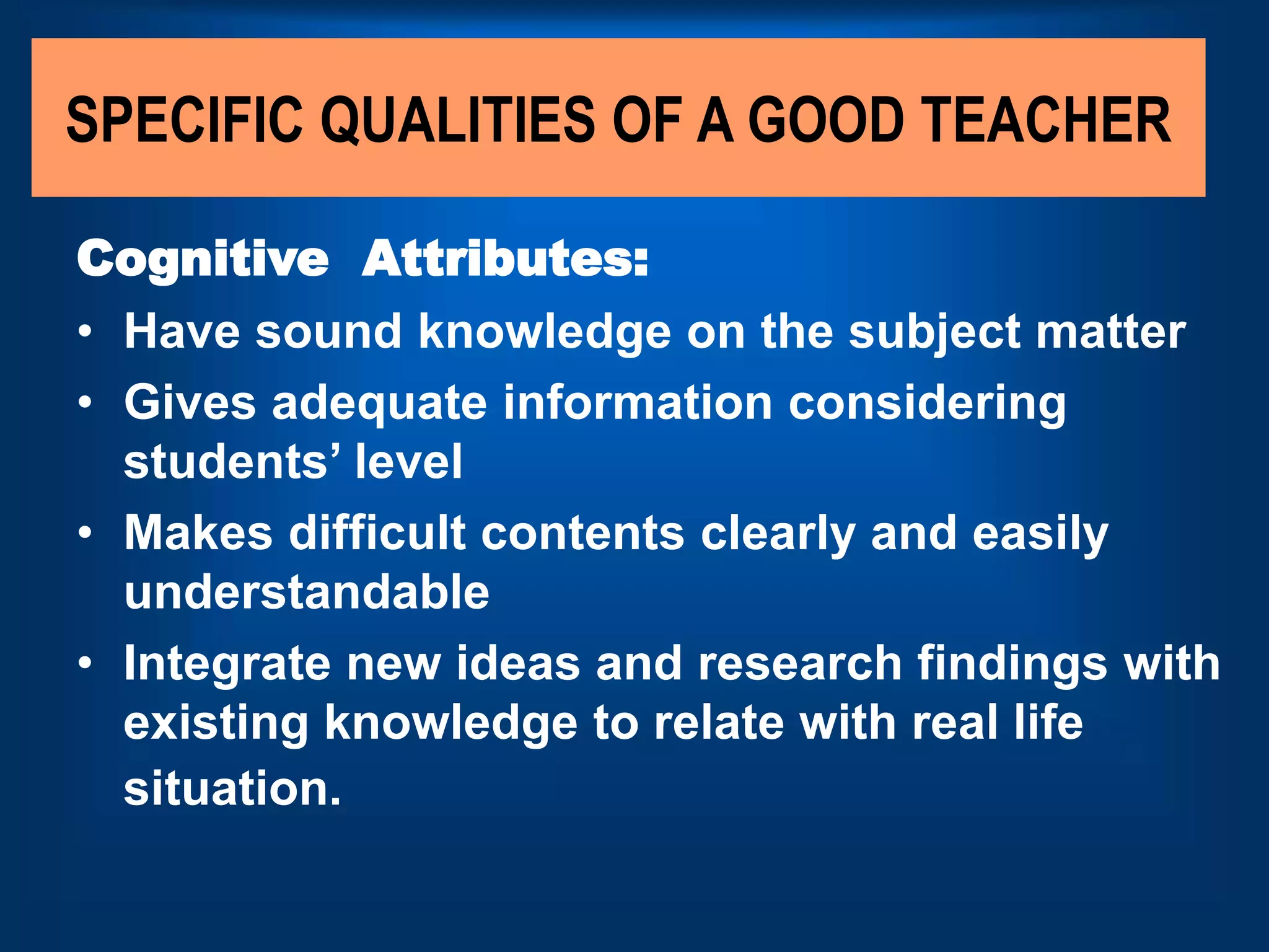 Qualities of a Good Teacher | PPT