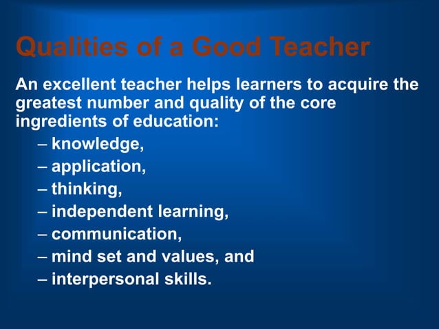Qualities of a Good Teacher | PPT