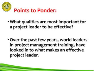 Qualities of an effective project manager | PPTX