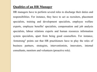 Qualities of an HR Manager | PPTX