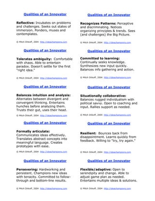 Qualities of an_innovator | PDF