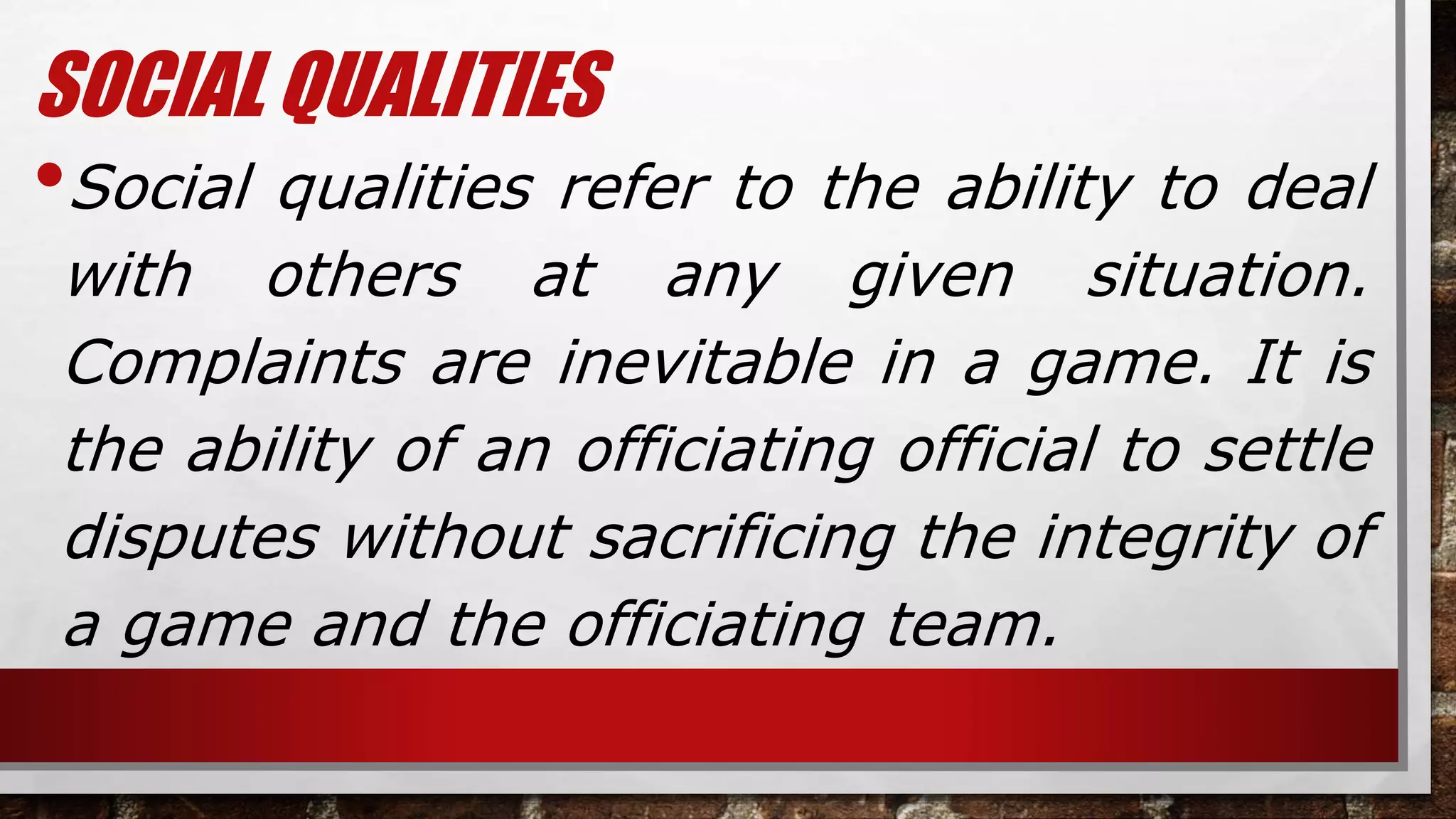Qualities of an officiating officials | PPTX