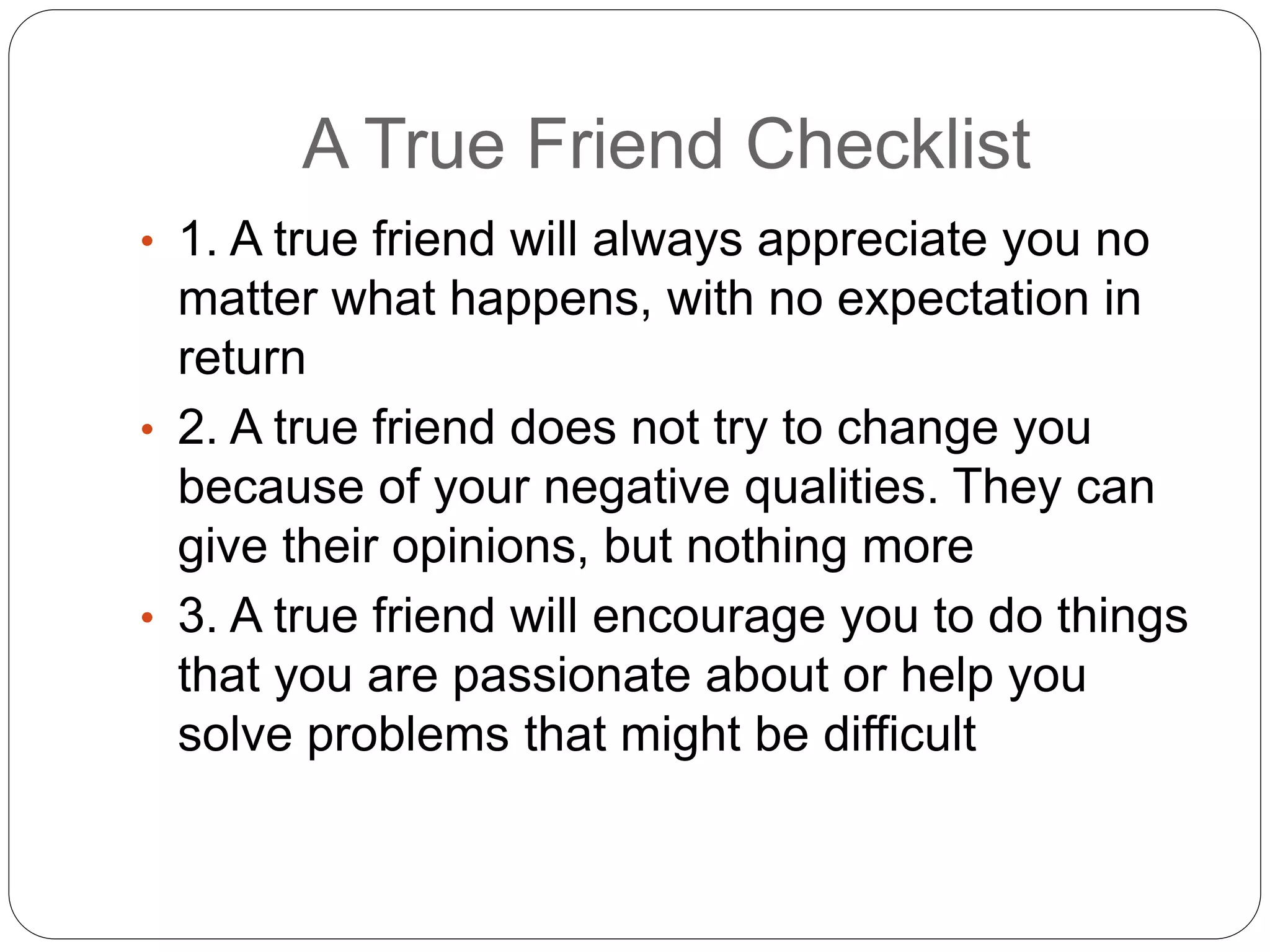 How to determine a true friend | PPT