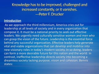 Qualities of Effective Leadership: Principles of Peter Drucker | PPTX
