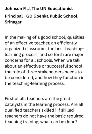 Qualities Of Effective Teachers - Johnson P. J. Principal, G D Goenka ...