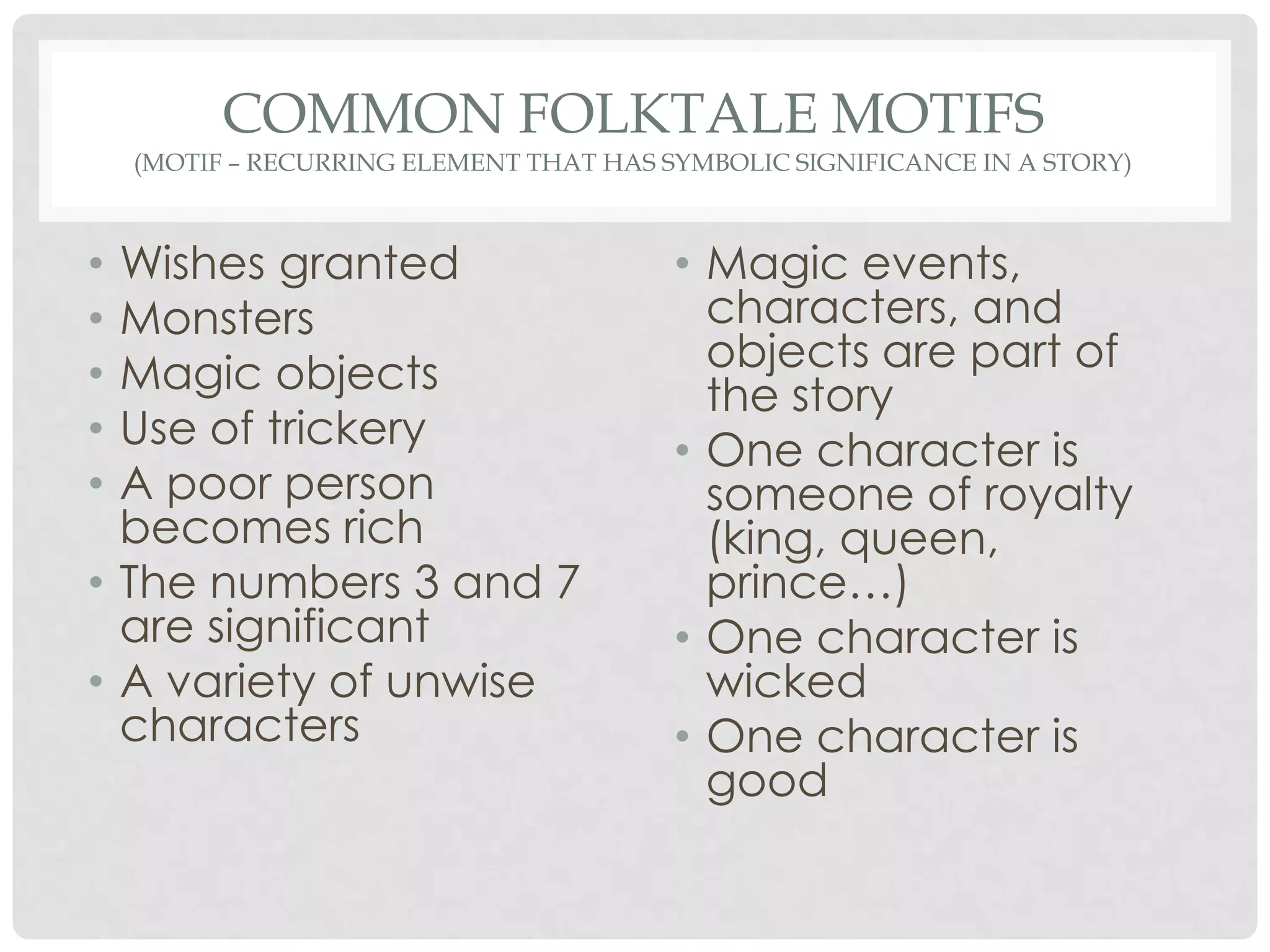 Elements of Folktales | PPTX