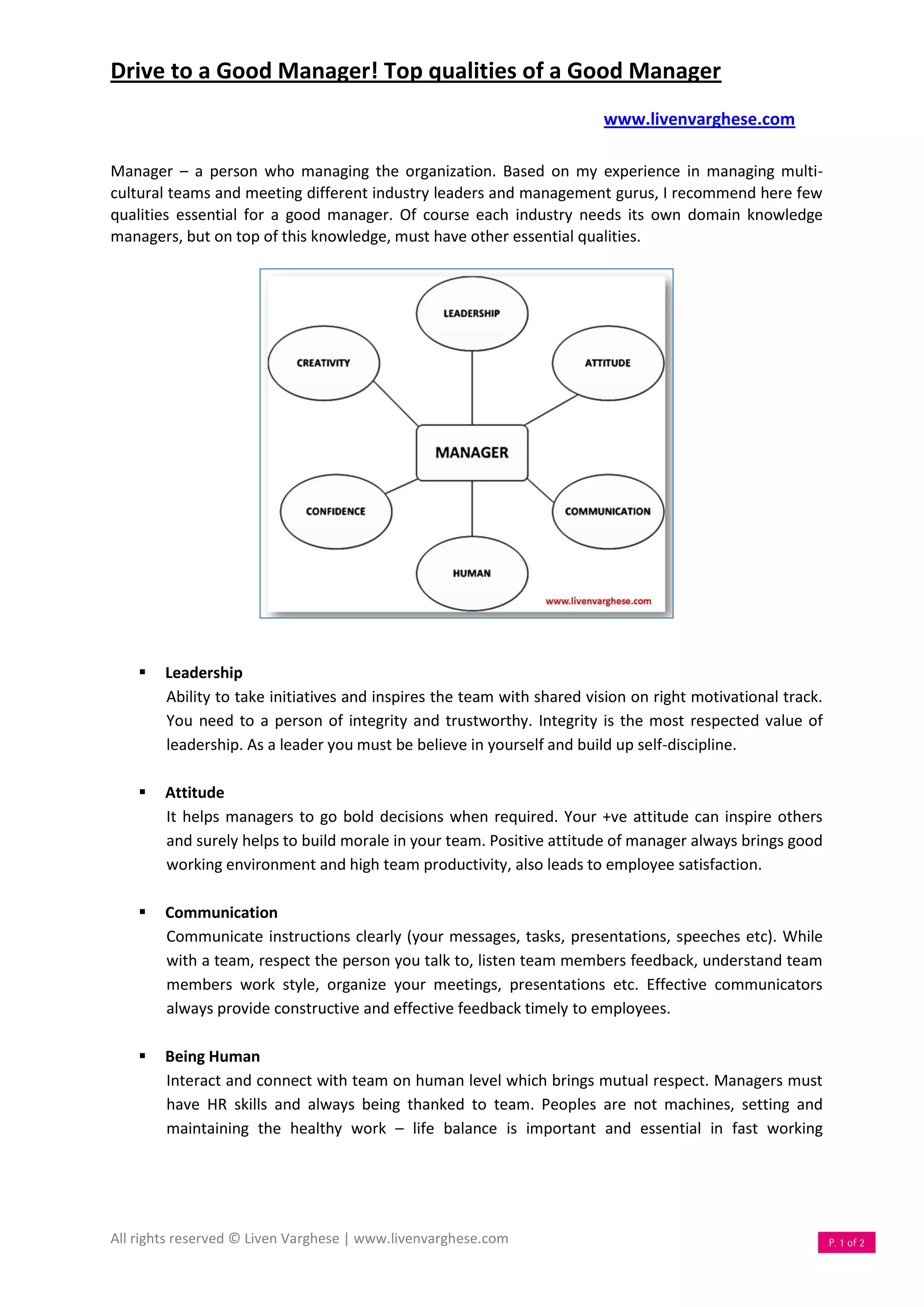 Qualities of good manager | PDF